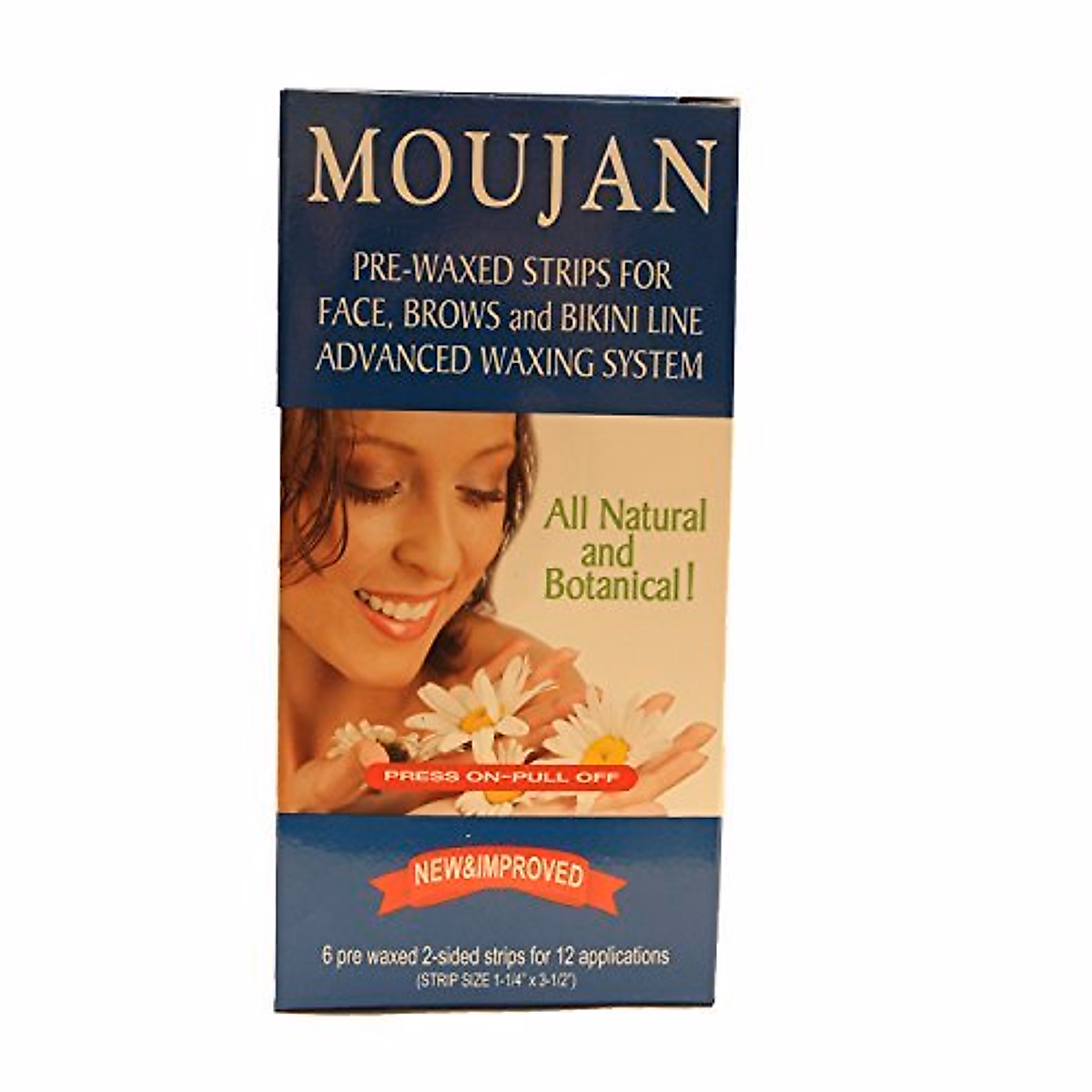 Moujan 2000 Press On Pull Off Pre-waxed Strips for Face 12 Applications by Moujan 2000