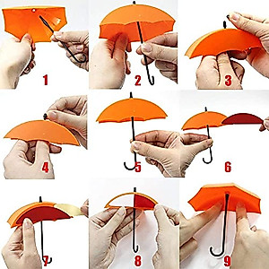 6 PCS Colorful Umbrella Key Hooks Adhesive Wall Hooks Wall Rack Decorative Wall Hanging Hooks Key Hair Pin Holder
