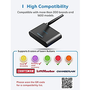 Smart Garage Door Opener Remote with External Antenna, Up to 3 Single Doors, Compatible with Apple HomeKit, Amazon Alexa, Google Assistant, SmartThings, App Control, No Hub Needed