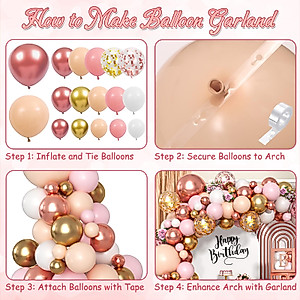 144Pcs Rose Gold Balloons Baby Shower Decorations for Girl Baby Boxes with Letters Pink Princess Balloon Arch Kit Kids Gender Reveal Wedding Bridal Birthday Party Supplies