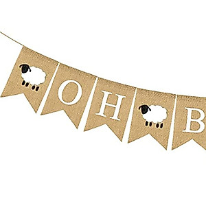 Lamb Baby Shower Decorations, Oh Baby Burlap Banner,Baby Sheep Themed Baby Shower Party, Little Lamb Décor Party Supplies,Oh Baaaby Bunting