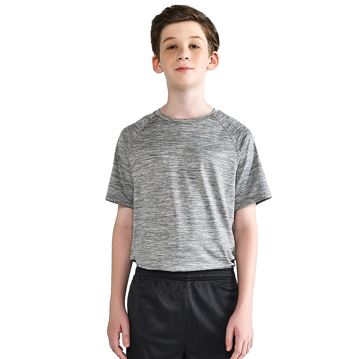 5 Pack Boys Athletic Shirts, Youth Activewear Dry Fit Tshirts for Kids, Short Sleeve Tees, Bulk Athletic Performance Clothing (Set 1, X-Large)