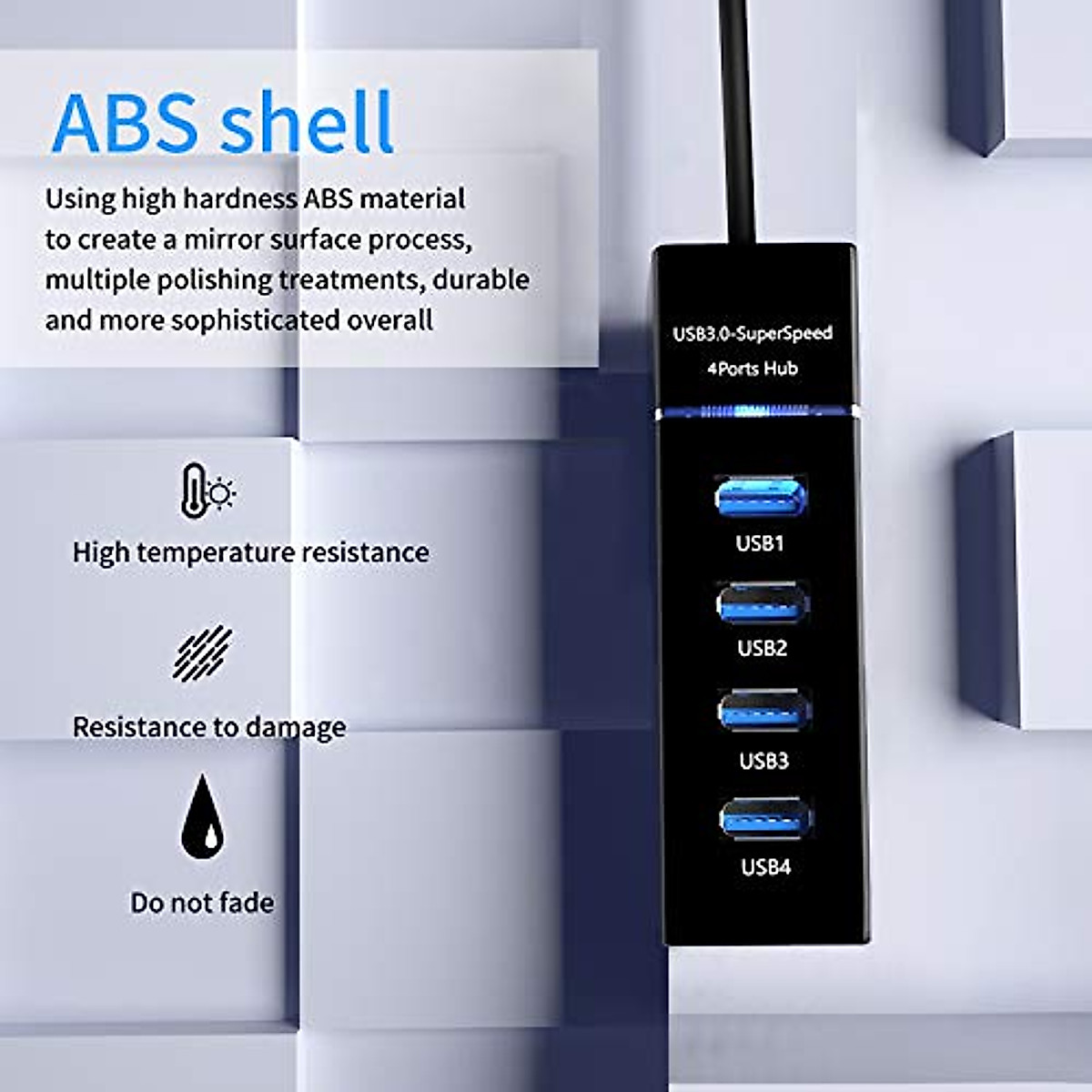 Ps4/Ps4 Slim/Ps4 Pro Hub,4 Port USB 3.0 Hub High Speed USB Cable Adapter for PS4,PS5,Xbox ONE,Notebook PC, Laptop, USB Flash Drives… (Black)