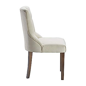 Finch Elmhurst Modern Button-Tufted Dining Chair, Elegant High Back Upholstered Fabric Accent, Set of Two, Cream