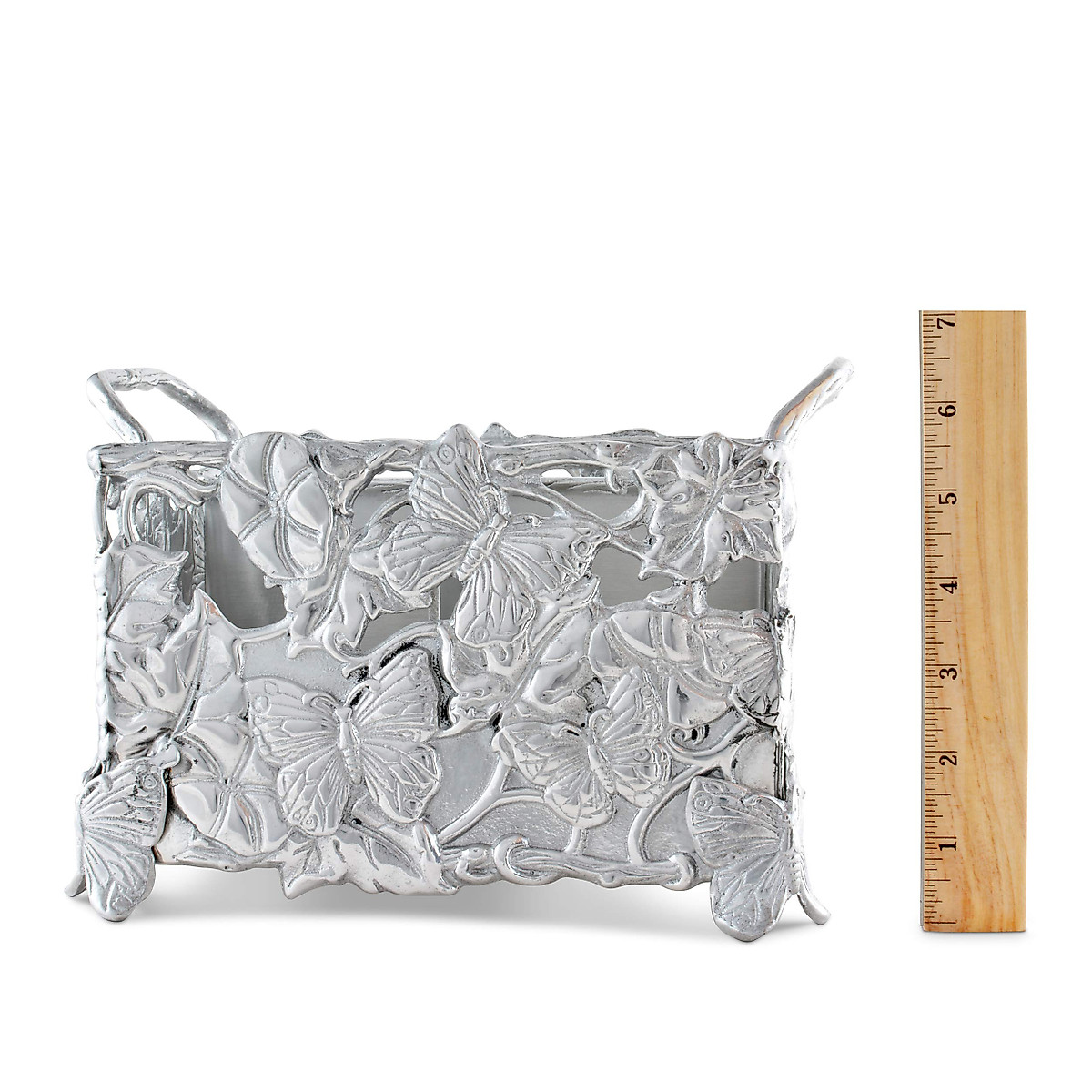 Arthur Court Designs Aluminum Metal Butterfly Silverware/Flatware/Utensil Caddy Holder 8 inch Square 7 inch Tall