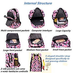 MITOWERMI 3Pcs Backpack for Girls Boys Kids Backpack with Lunch Box Pencil Case Water-resistant Lightweight Geometric-prints Bookbag for Elementary Middle School