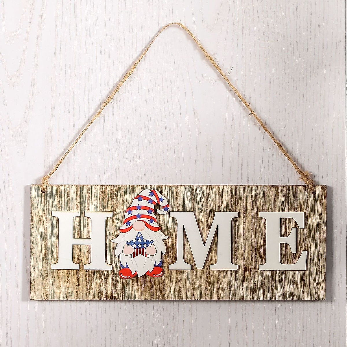 Gnome Sign Interchangeable Welcome Sign Home Door Sign Wooden Door Hanger Ornaments Home Sign Rustic Farmhouse with Interchangeable Holiday Pieces for Housewarming Garden Decor
