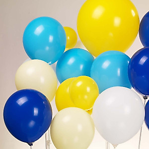 Royal Blue and Yellow balloon garland arch kit 135Pcs with Light blue Pastel Yellow white & Staaburst lemon foil balloons for Lemon main squzee bridal Shower Lemonade Birthday Party Decorations