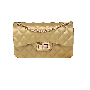 Bella Luna Mini Candy Color Quilted Jelly Purse Crossbody Bag or Shoulder Bag for Women Teens or Girls (Matte Gold)