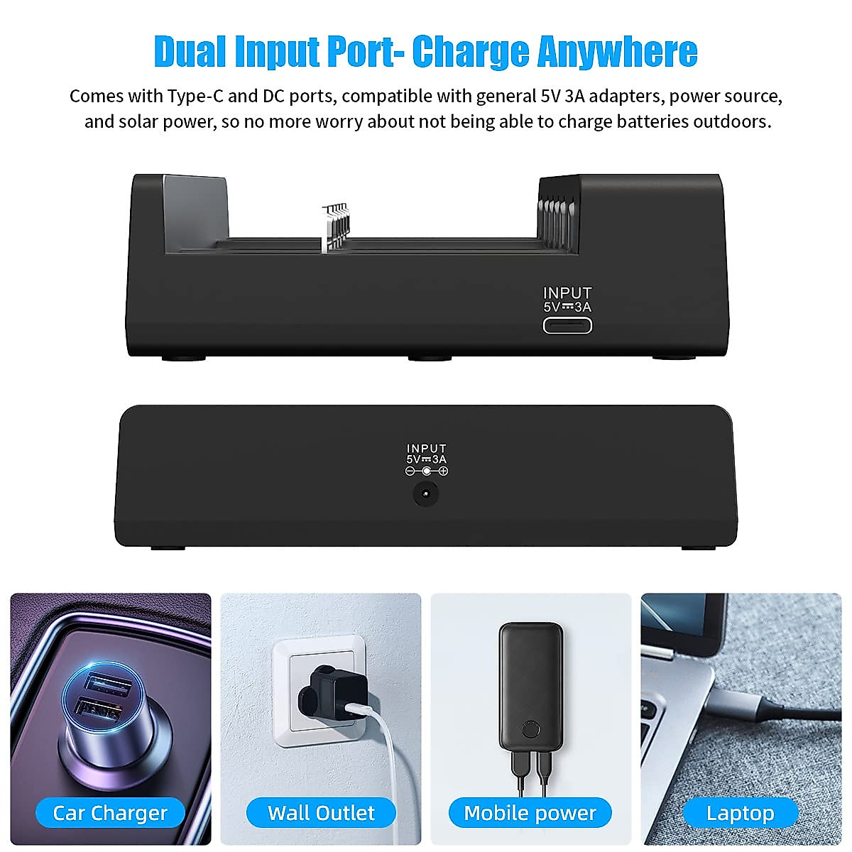 Intelligent ChargerXTAR MC6C 18650 Battery Charger with USB C & DC Dual Input 6 Slots 18650 Charger for 3.6v 3.7V Li-ion 1.2V AA AAA Rechargeable Batteries