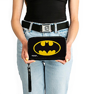 Buckle-Down Women's PU Zip Around Wallet Rectangle-Batman, 7.5"x4.5"