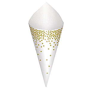 Gold Dots Wedding Snack Cones & Tray, 42 Pcs