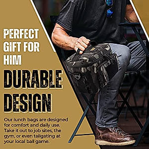 HighSpeedDaddy Medium Tactical Lunch Box for Men (9 L) Insulated & Water-Resistant Men's Lunch Bag for Work - Fits 3 Meal Containers (10”x7.5”x6.5”)