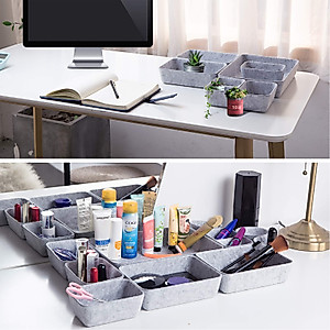 Vdealen Desk Drawer Organizer, 10 Pack Felt Drawer Organizer Trays Home & Office Felt Drawers Dividers Storage for Office Supplies Makeup Jewelry Ect