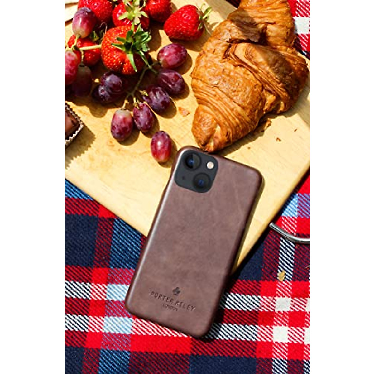 Porter Riley - Leather Case for iPhone 12 Mini (5.4"). Premium Genuine Leather Slimline Back Case (Chocolate Brown)