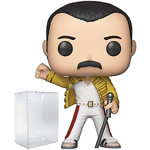 POP Queen - Freddie [Mercury] Wembley 1986 Funko Pop! Vinyl Figure (Bundled with Compatible Pop Box Protector Case), Multicolored, 3.75 inches