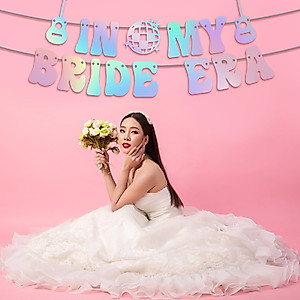 Iridescent In My Bride Era Banner, Bride to be Favors, Engagement Wedding Bridal Shower Bachelorette Party Decorations Supplies, Iridescent Glitter