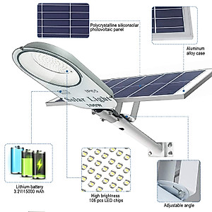 LMluluda 100W Solar Street Lights Outdoor 10000LM 6500K Solar Lights Outdoor of IP65 Waterproof, Dusk to Dawn Solar Security Lights, Solar Flood Light for Yard, Garden, Street, Patio, Front Door