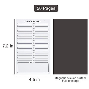 Magnetic Notepads for Refrigerator，50 Sheets 4.5x7.5 Inches Fridge Notepad with Magnet Shopping List Menu Planner Grocery List for Fridge