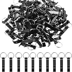 100 Pieces Aluminum Bottle Opener Keychain Pocket Small Bar Claw Beverage Keychain Ring Heavy Duty Black Beer Bottle Opener for Home Kitchen Bar Bartender Wedding Party