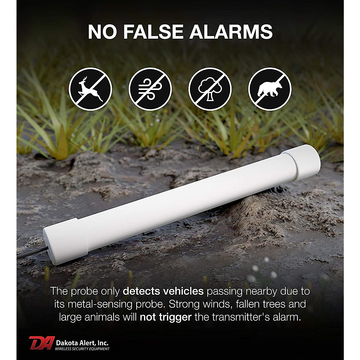Dakota Alert Driveway Alarm Sensor - DCPA-4k Plus Driveway Alarms Wireless Outside Weatherproof Alert System, 1-Mile-Long Range Sensors, Receiver & Vehicle Detecting Probe Transmitter & 50' Wire