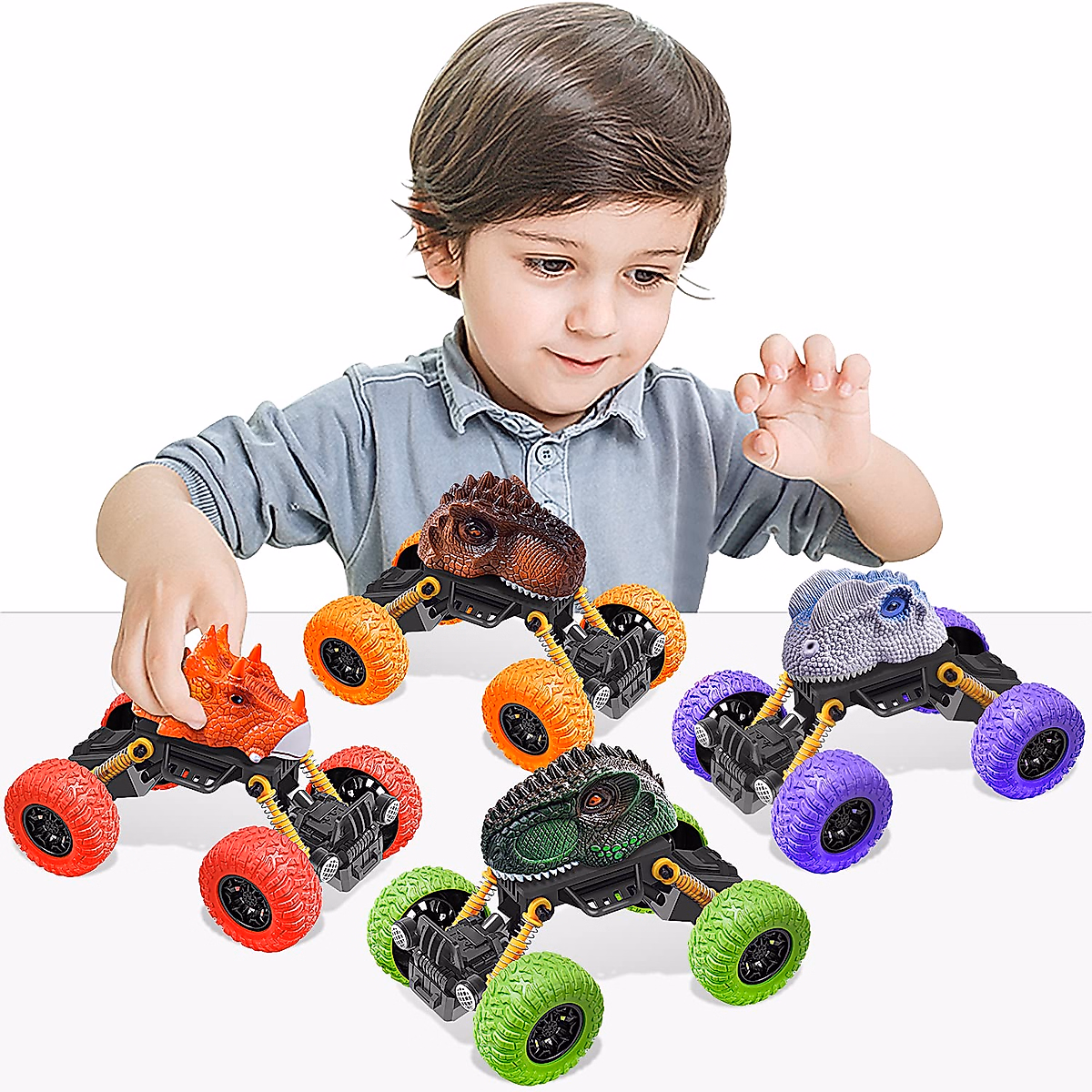 FFTROC Dinosaur Toys for Kids 3-5 Pull Back Cars - Toys for 3 4 5 Year Old Boys Toys Gifts for 3 4 5 Year Old Boy Toys Age 3 4 5 Kids Toys for Boys Birthday Gifts