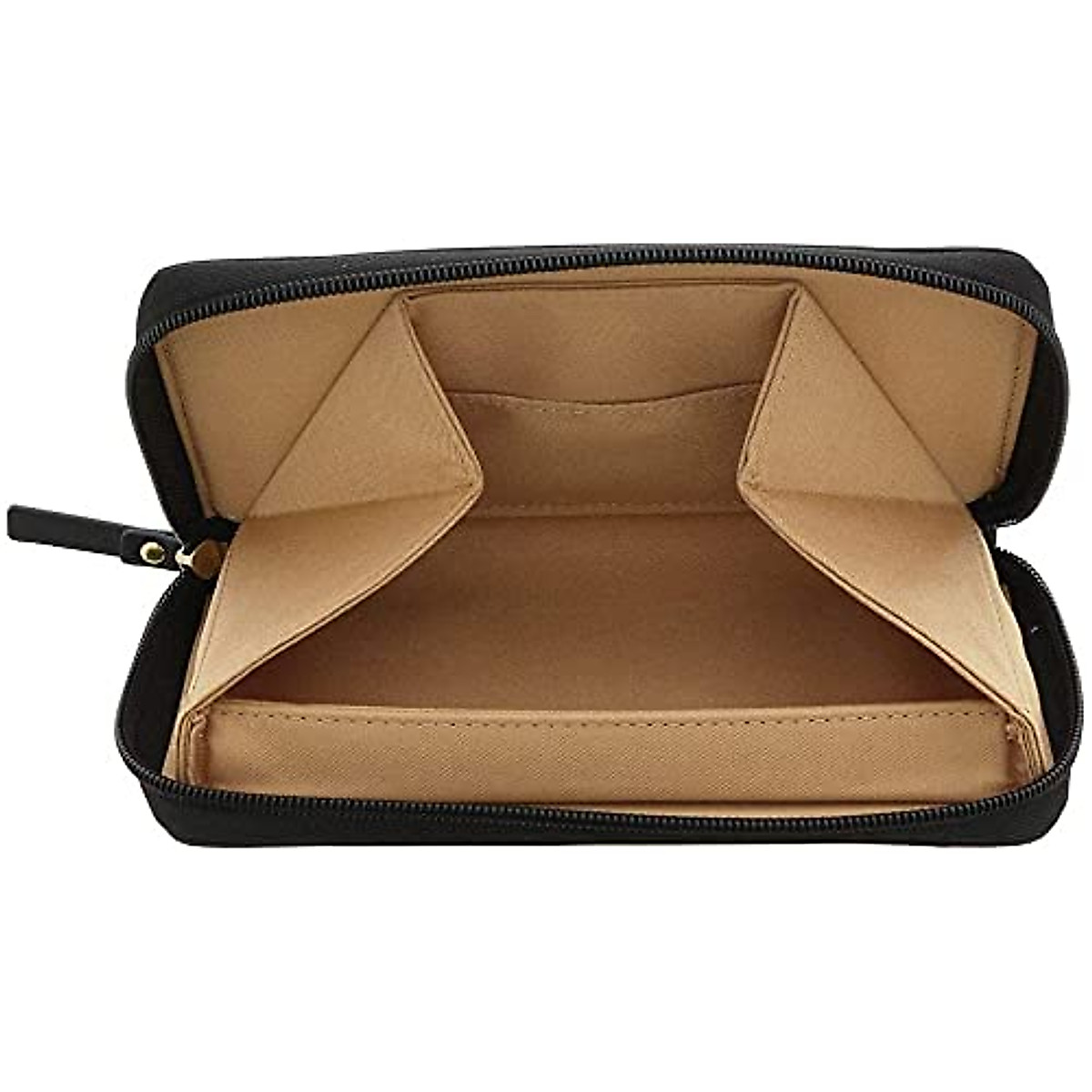 SUN-STAR FLat Pencil Case Compact, Cosmetic Makeup Pouch, Lay Flat Pen, Black