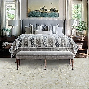 HOMBYS 10x14 Neutral Floral Area Rug for Living Room Bedroom, Large Boho Floor Carpet with Non-Slip Backing for Indoor, Traditional Home Deco Non-Shedding, Khaki, Machine Washable