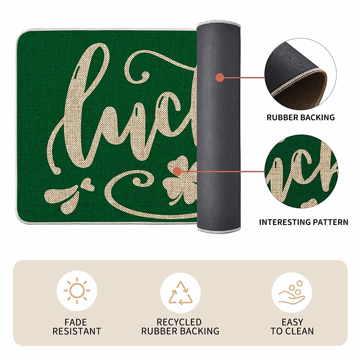 Artoid Mode This Kitchen is Blessed Luck Clover Shamrock Decorative Kitchen Mats Set of 2, Home Party Home Kitchen Rugs - 17x29 and 17x47 Inch