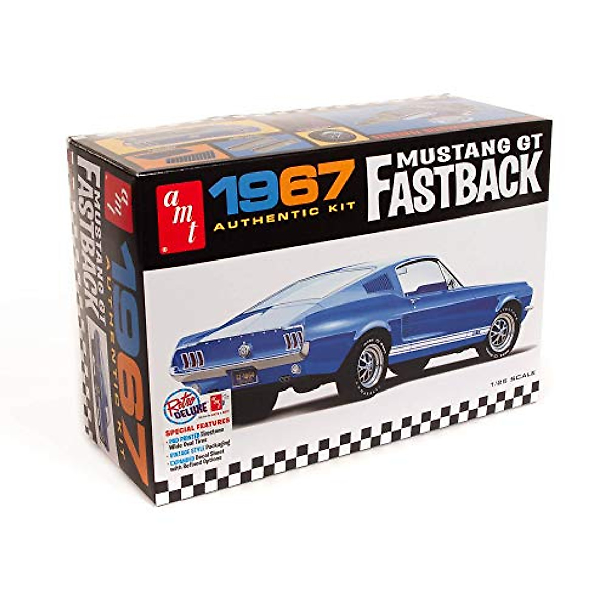 Round 2 AMT 1967 Ford Mustang GT Fastback 1:25 Scale Model Kit, Chrome (AMT1241)