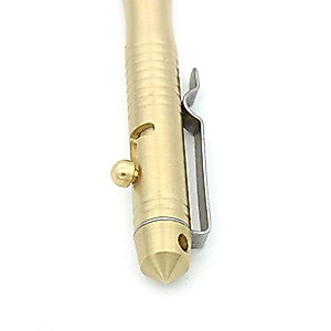 ILEAF Ballpoint Pen Solid Brass EDC Pen, Portable Delicate Signature Pen with Pencil Case and 2 Extra Black Ink Refills