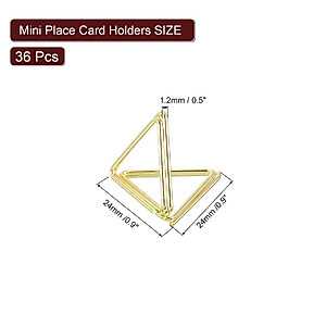 uxcell 36Pcs Triangle Shape Table Number Holders Mini Place Card Holders Carbon Steel Picture Holders for Tables Centerpieces, Wedding Reception, Parties, Banquets, Golden