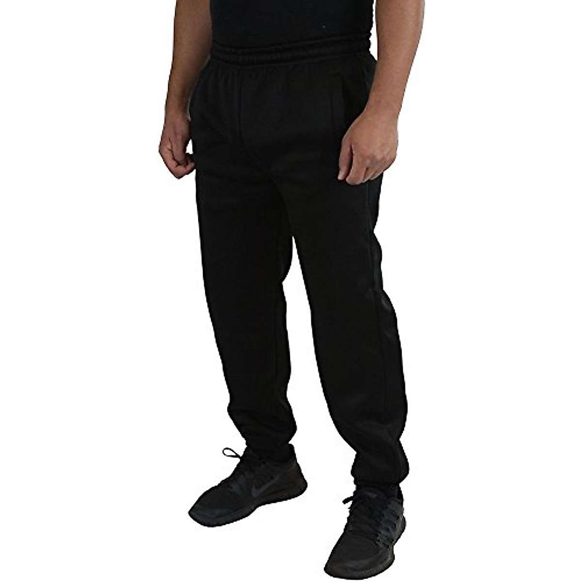 ToBeInStyle MenÆs Fleece Lined Basic Active Sweatpants with Cuffed Ankles - Black - M