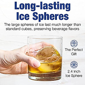 Eparé Clear Ice Ball Maker - Clear Ice Maker & Cocktail Ice Molds for Whiskey - Silicone Ice Balls for Whiskey - BPA-Free Craft Ice Cube Molds - Ice Sphere Mold Ice Trays for Freezer with Silicone Bag
