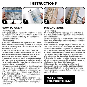 Tattoo Aftercare Waterproof Bandages, 6" x 4.4 Yard Tattoo Cover Up Tape, Tattoo Supplies Second Skin Transparent Film Healing Protective Clear Sterile and Safe Bandages 4 Rolls (6" x 1.1 Yard/Roll)