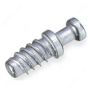 Rafix Furniture T-Connectors + Screw in Dowel. Connection: White, 19mm Panel Thickness, 14mm Drilling Depth + Screw: Silver, Drilling Depth for Dowel Thread 11.5mm, Finish Steel - 50 Pack