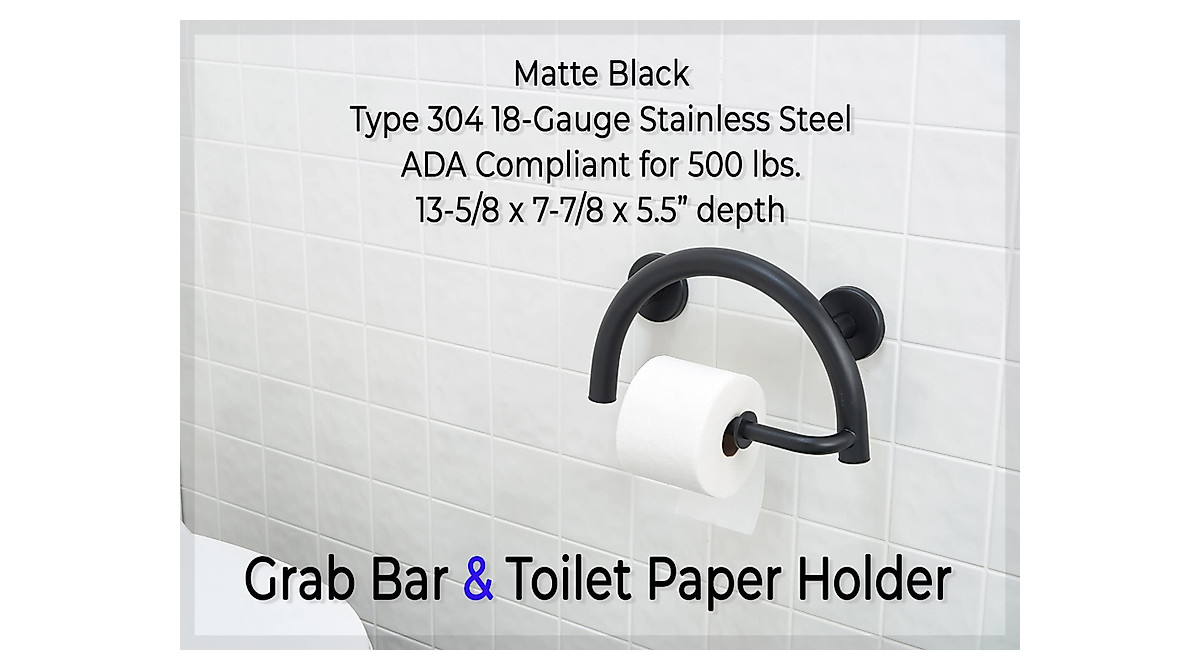 Grab Bar Toilet Paper Holder - Stylish Safety Solution