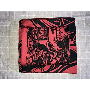 YSJANDFM Anole 3 Pcs Soft Luxury Youth 100% Polyester Shell Fully Reversible 3-Piece Modern Flower Skull Duvet Cover Set Queen Size Red No Comforter (Queen 3pcs)