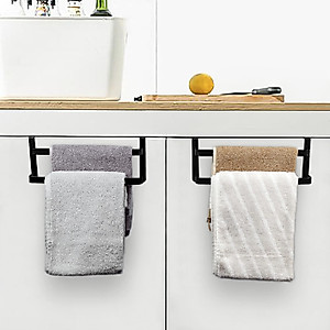 RedCall 2 Pack Towel Holder for Kitchen Cabinet,Two-Tier Kitchen Towel Rack,Steel Over Cabinet Door Towel Bar,Double Towel Bar Rack for Bathroom Cupboard,Holds Hand/Dish Towels & Washcloths