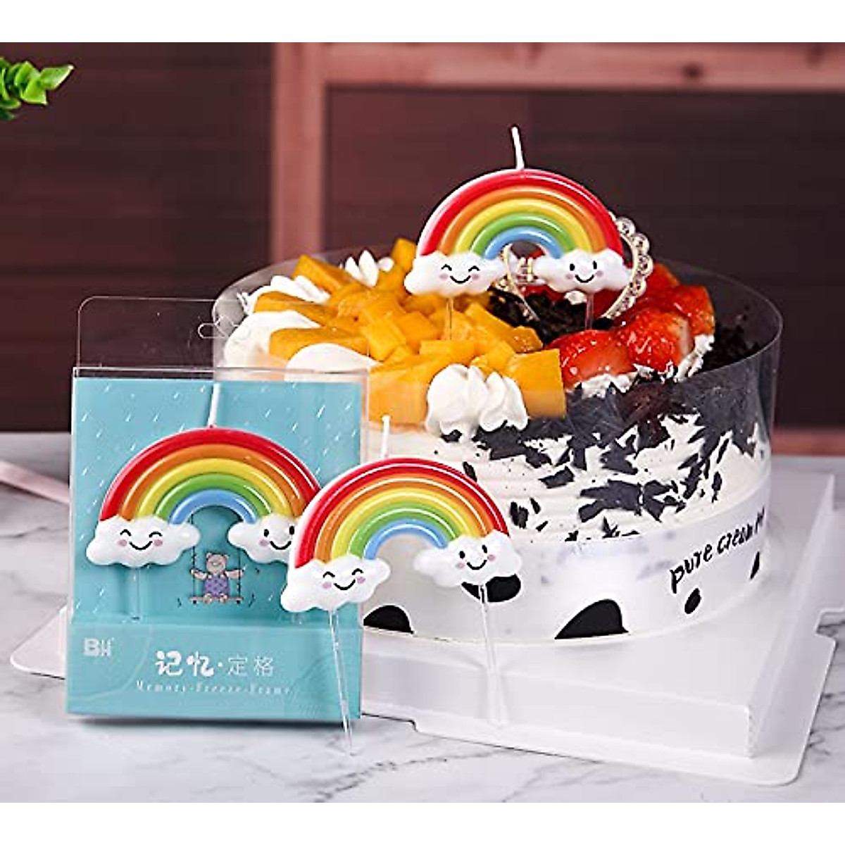 Rainbow Happy Birthday Candle,Colorful Cute Cloud Candles,Creative Fun Long Thin Baby Kids Children Candles,Party Supplies,Cake Decoration