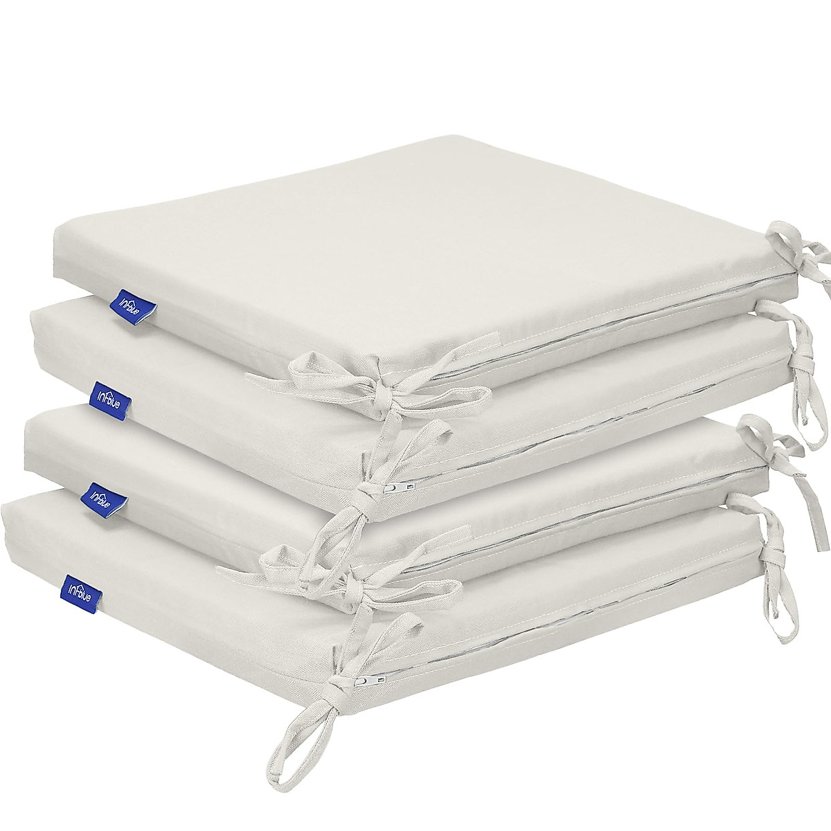 INFBLUE Indoor/Outdoor Chair Cushions Set of 4 Chair Pads Water Resistance Square Corner Outdoor Cushions for Patio Furniture - Patio Chair Cushions with Ties