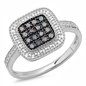 Dazzlingrock Collection 0.25 Carat (Cttw) Sterling Silver Round Champagne Diamond Women Cocktail Ring 1/4 CT, Size 7