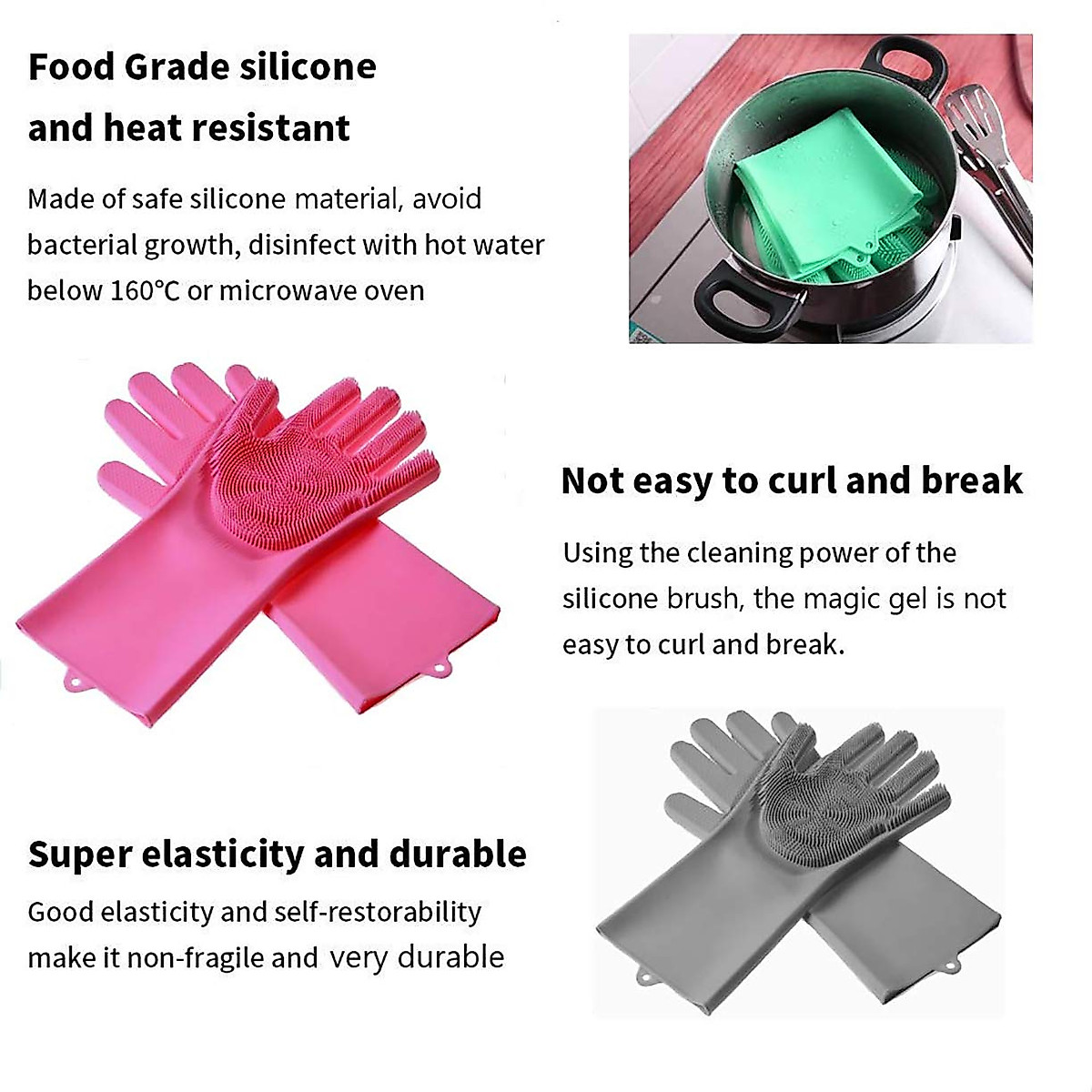 Magic Dishwashing Cleaning Sponge Gloves Reusable Silicone Brush Scrubber Gloves