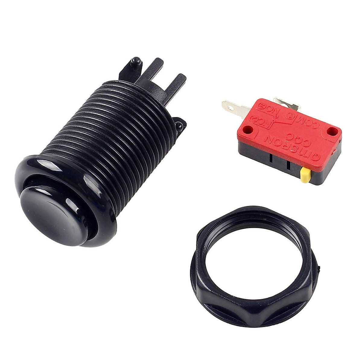 Fosiya 7X Arcade Buttons 30mm Happ Type Standard Push Buttons Switch with 20cm Cable for Arcade Joystick Arcade1up Games Console (Black)