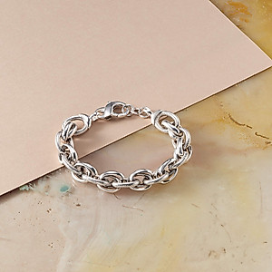 Ross-Simons Italian Sterling Silver Textured and Polished Multi-Link Bracelet. 8 inches