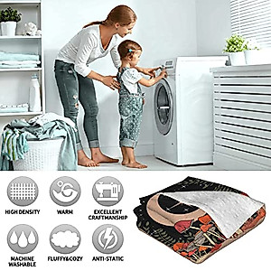 Mushroom Blanket Throw, Ultral Soft Warm Lightweight Flannel Fleece Micro Mushroom Art Blanket Suit for Bed Couch Sofa Travel Gift Home Mushroom Decor 40"x30" XS for Toddler/Pet