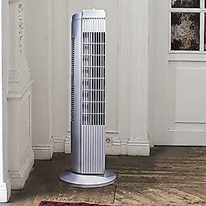 Mainstay FZ10-19MW 28 Inch 3 Speed Compact Oscillating Tower Fan with Auto Shutoff, White (Renewed)