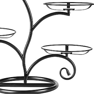 GuangYang Four Tier Tree Stand Display Serving Platter, Multi-Tier Cake Tray Stand, Food Server Display Plate Rack, Black Frame