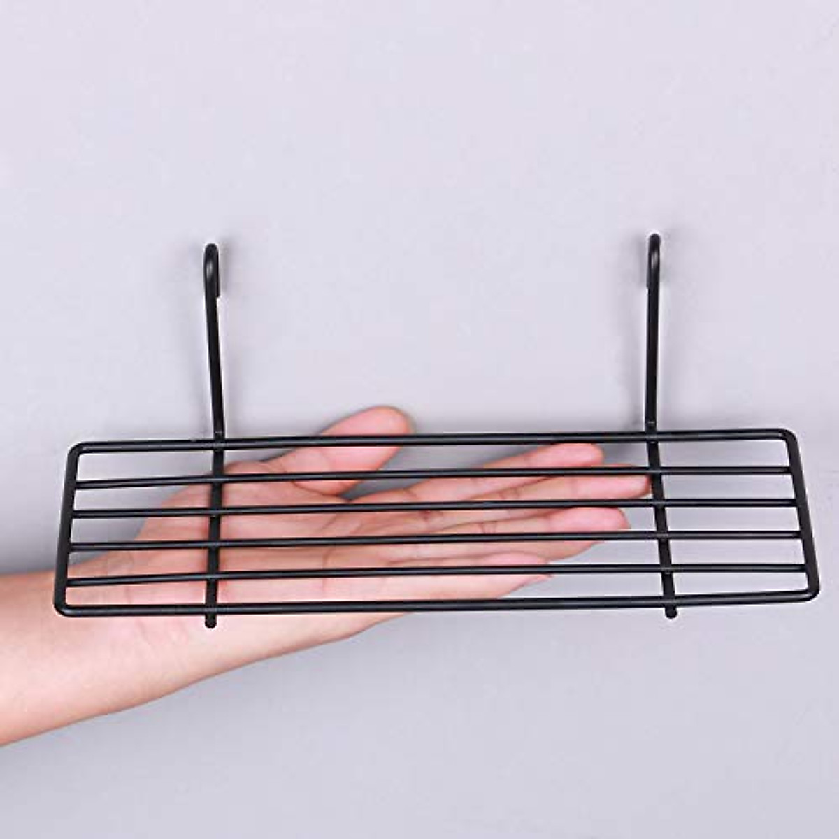 Kaforise Hanging Straight Shelf for Wire Wall Grid Panel, Small Wire Wall Organizer and Display Shelf, Size 9.8"X3.9" ,Black Painted