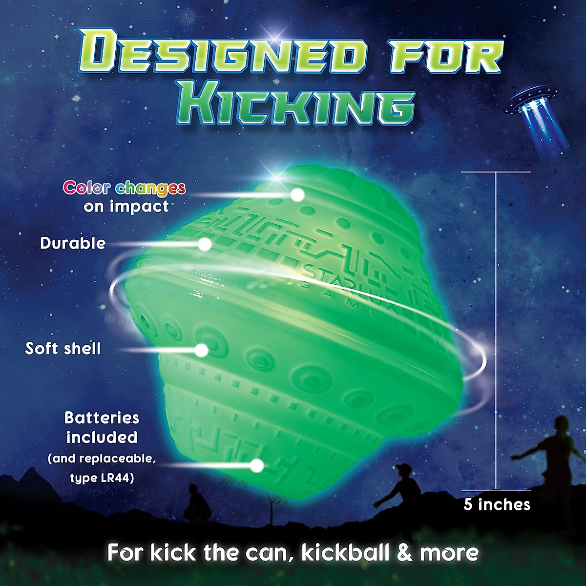 Cosmic Kick The Can: Glow in The Dark Outdoor Night Games for Kids | Ages 5+, 4-12 Players | Glow in The Dark Toys | Light Up Outdoor Toys for Kids 8-12 | Gifts for Boys 8-12+ | Sports & Outdoor Play